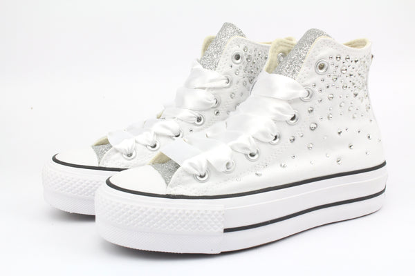 Converse All Star Platform White Strass Termo Cristal & Glitter – Ballo ...